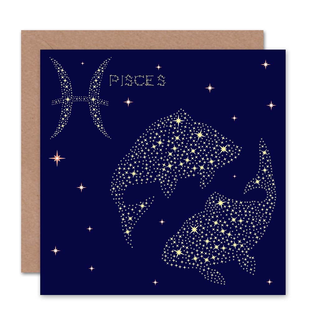 Astrology Pisces Star Sign Constellation Greetings Card Plus Envelope ...