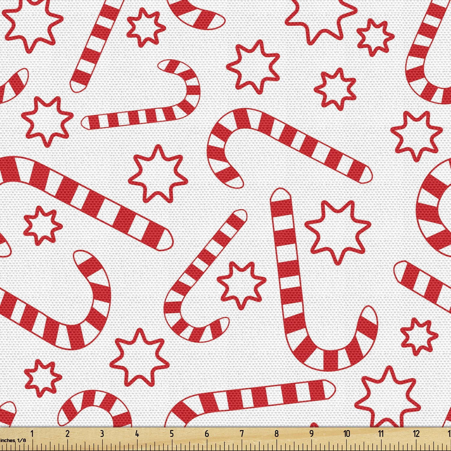 Candy Cane Fabric by the Yard, Illustration of Xmas Themed Traditional ...