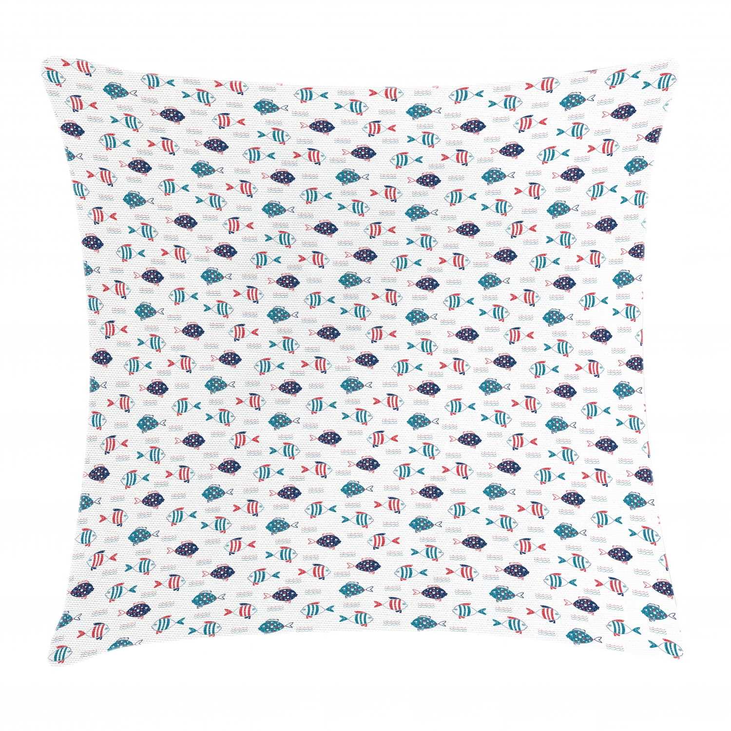 Fish Throw Pillow Cushion Cover, Pattern of Fish with Stripes and Fin ...