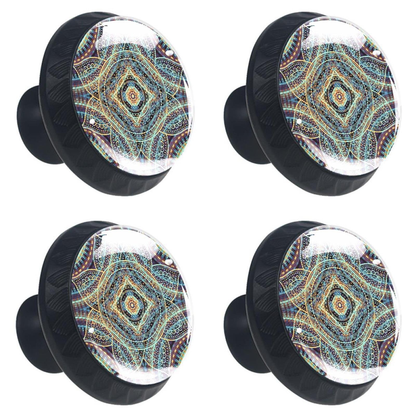 4 Pcs Boho Mandalas Floral Knobs for Kitchen Cabinet Cupboard Dresser ...