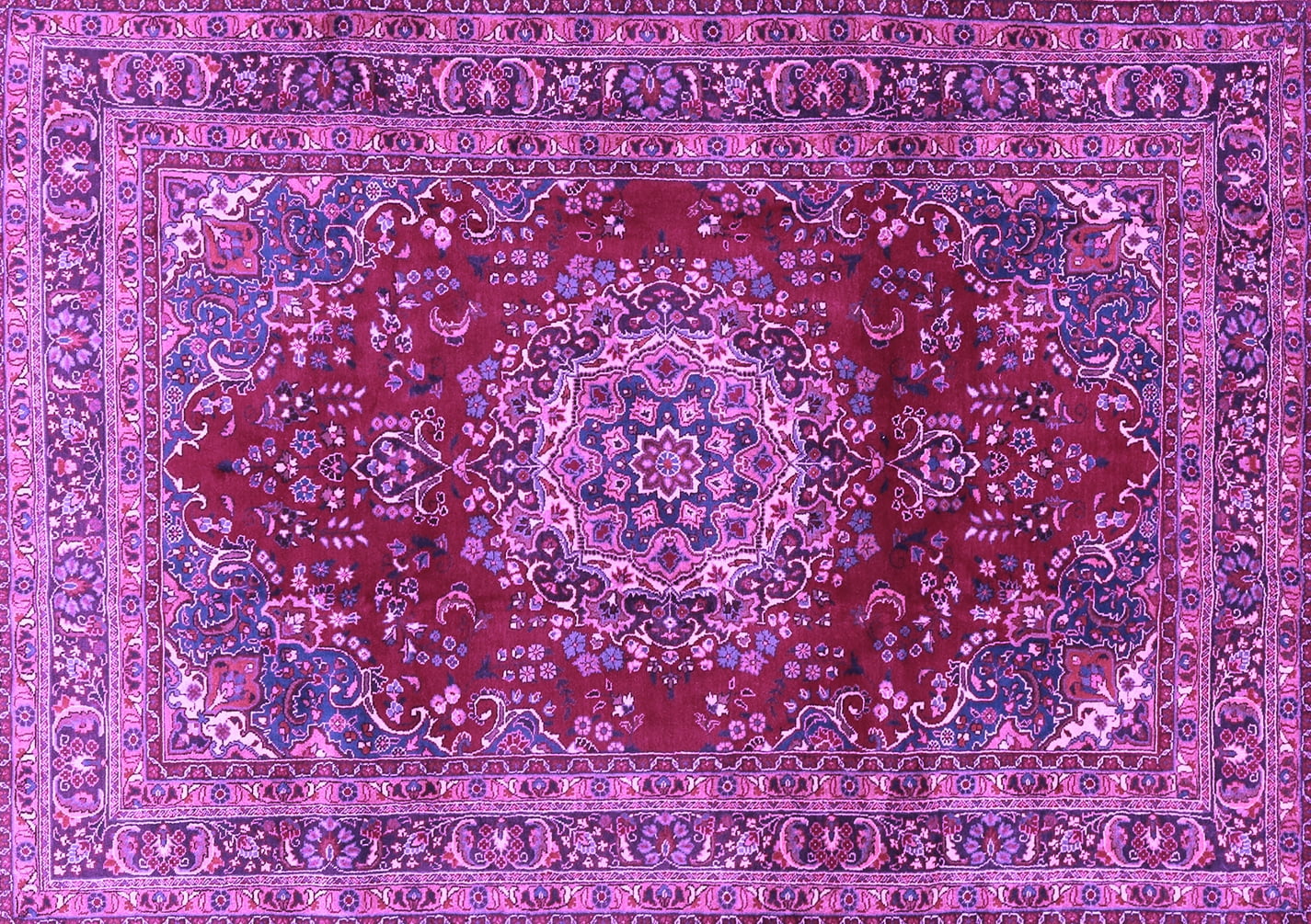 Ahgly Company Indoor Rectangle Medallion Purple Traditional Area Rugs ...