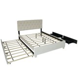 Ella Queen Size Metal Platform Bed Frame with Trundle - Beige - Walmart.com