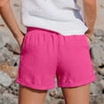 Bmisegm Women Shorts Casual Solid Color Elastic Waist Drawstring Tie ...