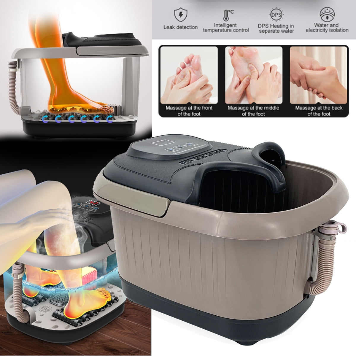 NICCOO Electric Foot Spa Bath Massager w/Heat Soaker Bubbles Vibration ...