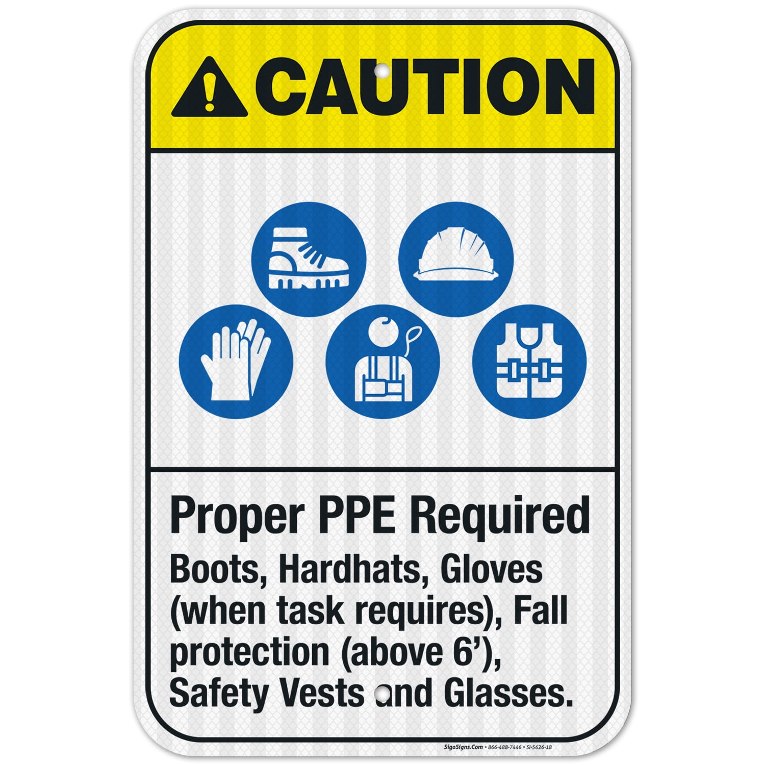 Proper PPE Required Sign, ANSI Caution Sign, - Walmart.com