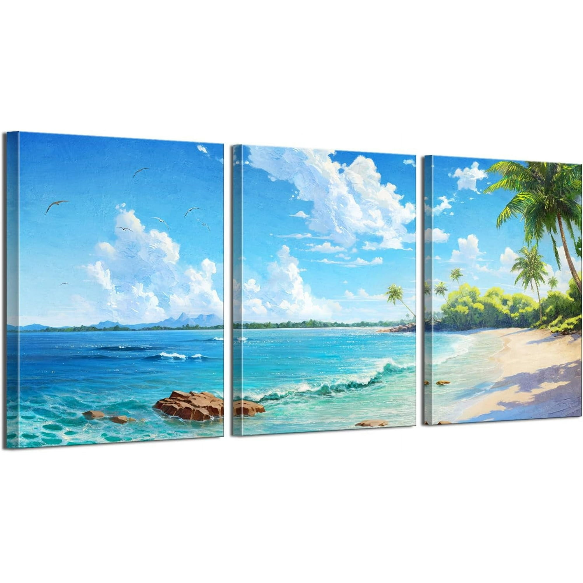 Click here for 51 Media Wall Art Ocean Waves Beach Coconut Tree P... prices