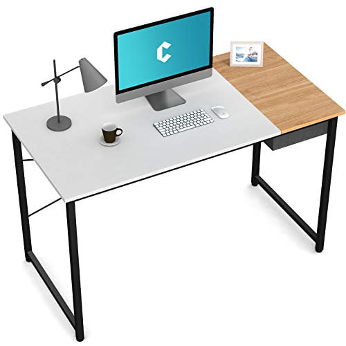 CubiCubi 47" Computer Desk with Drawer, White Natural Finish - Walmart ...