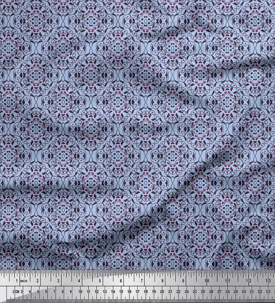 Soimoi Japan Crepe Satin Fabric Swirl Small Print Fabric by The Yard 42 ...