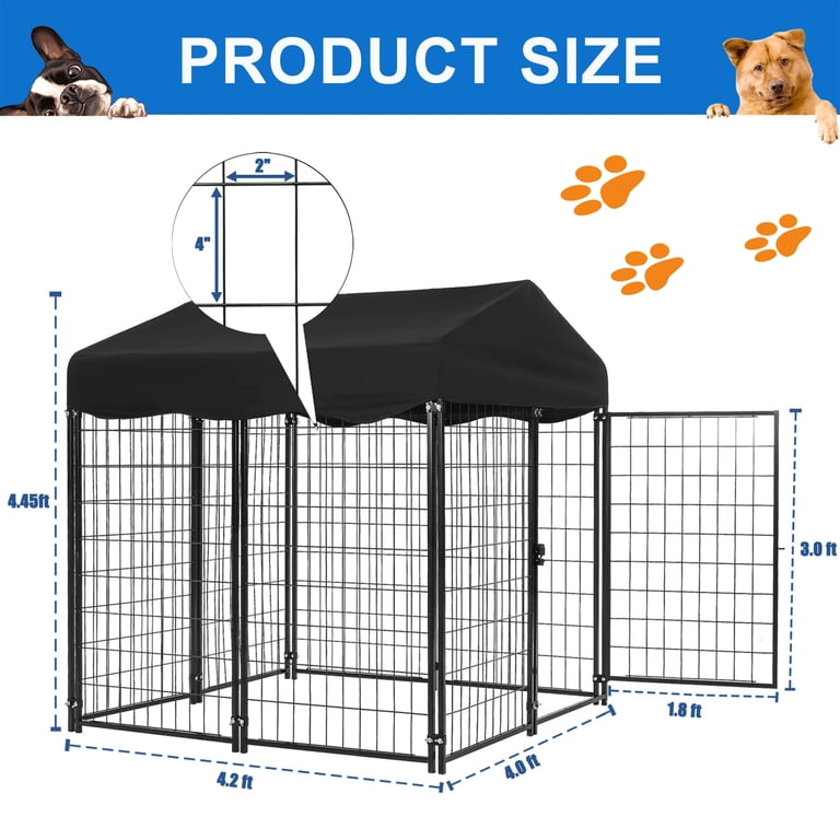 4 Ft Dog Kennel Panels 4x4.2x4.5ft Outdoor Dog Kennel, Metal Heavy Duty ...