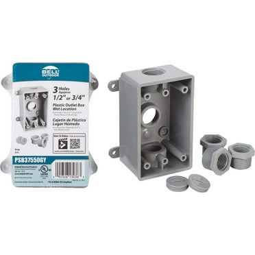 Hubbell-Bell PSB37550WH Single-Gang Weatherproof Box Three 1/2 in or 3/ ...