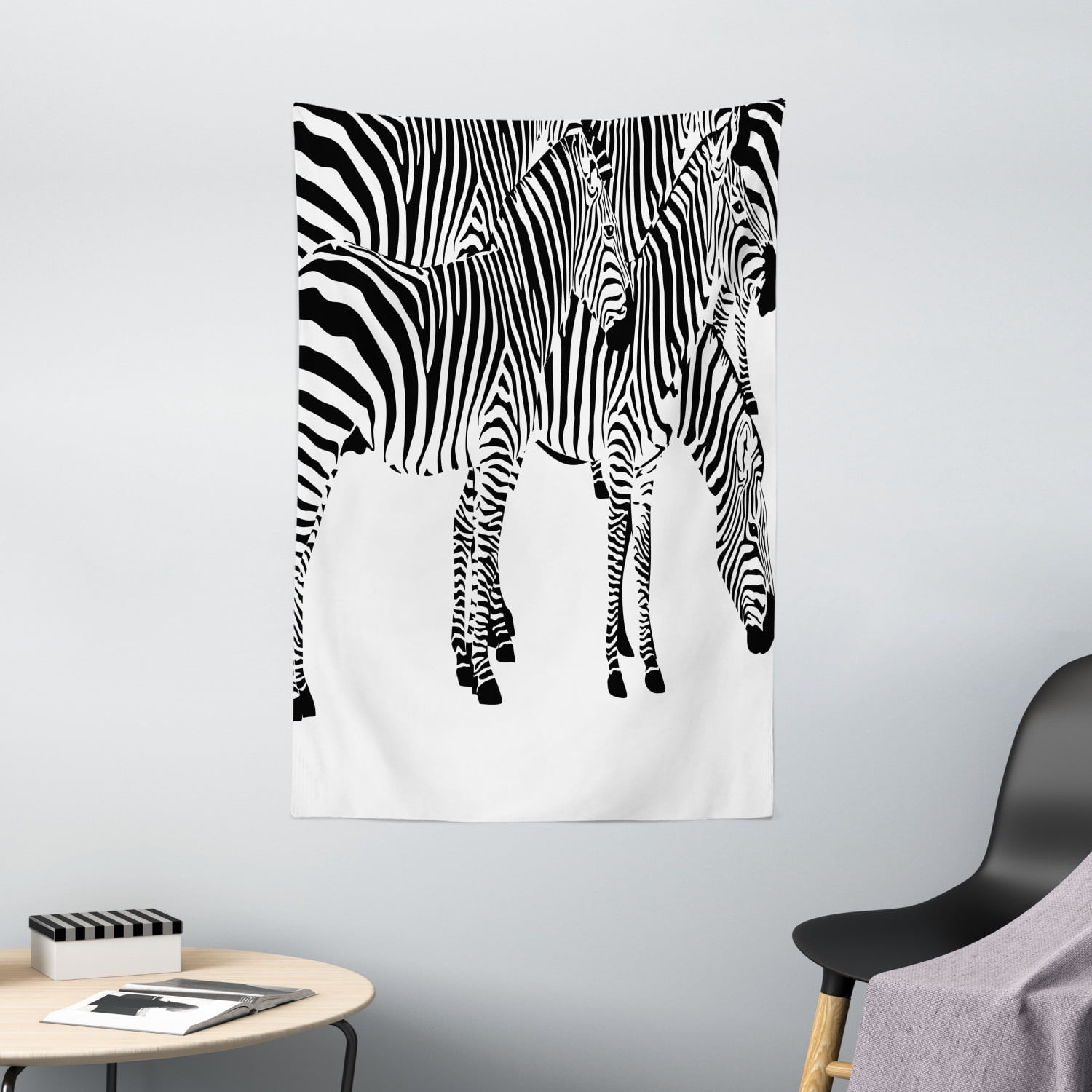 Group of Zebras African Animals Skin Print Jungle Wildlife Wall Hanging ...