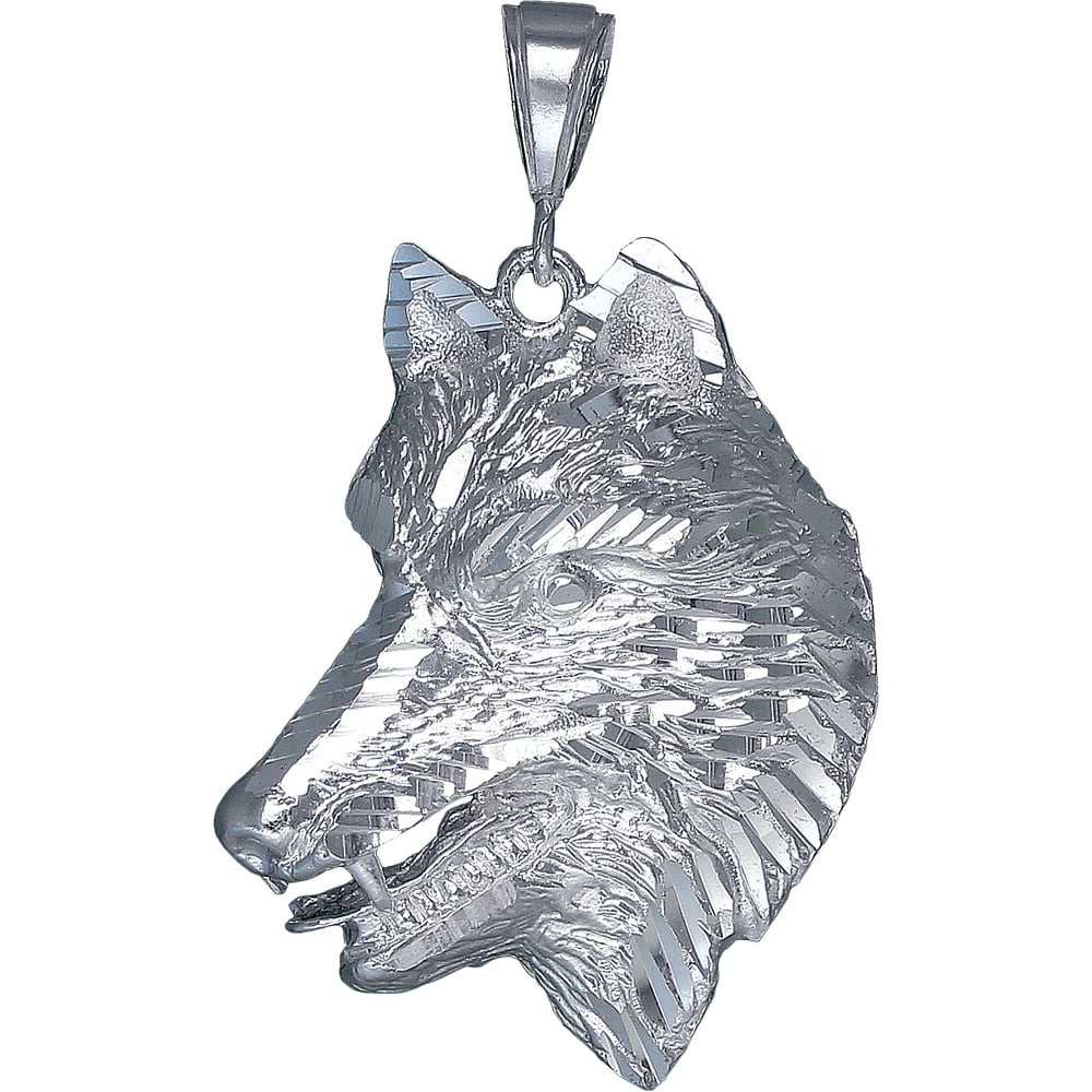 EJewelryPlus - Large Sterling Silver Wolf Head Pendant Necklace 9 Grams ...