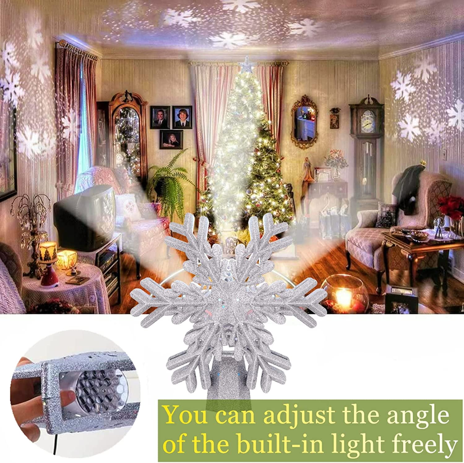 Buy Christmas Tree Topper, 9.6” Snowflake Tree Toppers Lighted Indoor ...