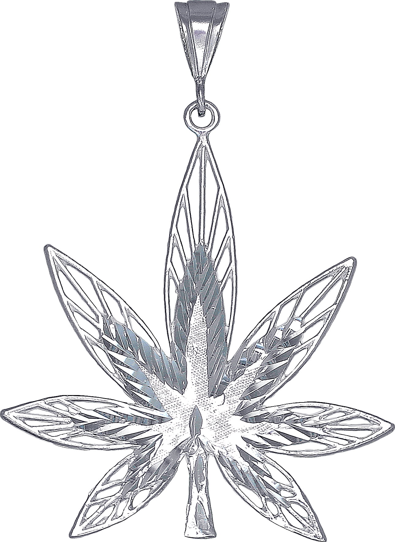 Huge Sterling Silver Marijuana Leaf Charm Pendant Necklace 11 Grams 3. ...