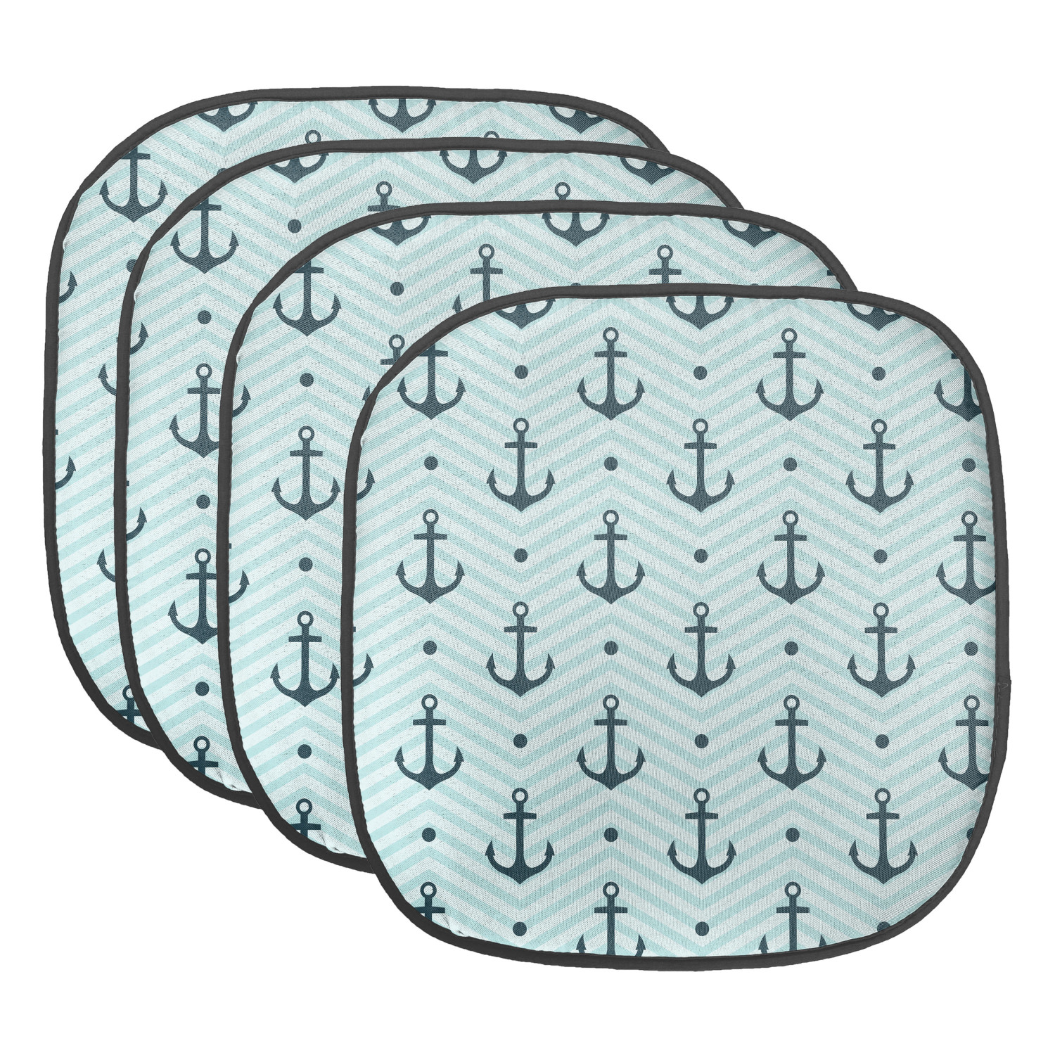 Anchor Chair Seating Cushion Set of 4, Anchors Zigzag Chevron ...