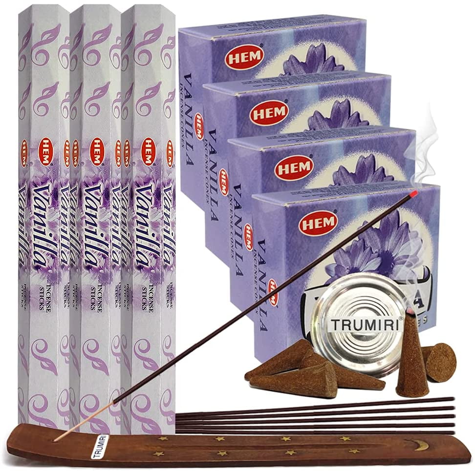 Vanilla Incense sticks and cone incense holder variety pack bundle ...