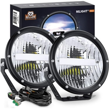 Nilight Led Light Bar 2PCS 4.5" 27W Amber LED Light Pods Round Spot ...