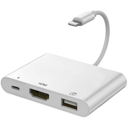 Lightning to HDMI Adapter, 3-in-1 Phone to HDMI Adapter Cable with USB ...