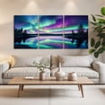 Colorful Aurora Canvas Wall Art 3 Panels, Starry Sky Lake Nature Forest ...
