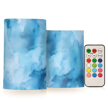 Rhytsing Set of 3 Flameless LED Candles: Turquoise, Battery Operated ...