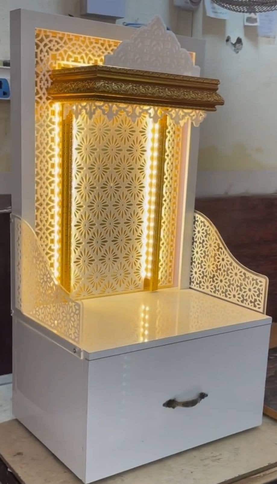 Wooden Designer Temple For Home And Office With LED Lights / Puja ...