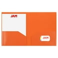 JAM Paper Heavy Duty Plastic 2,Pocket Folder, Orange, Sold Individually ...