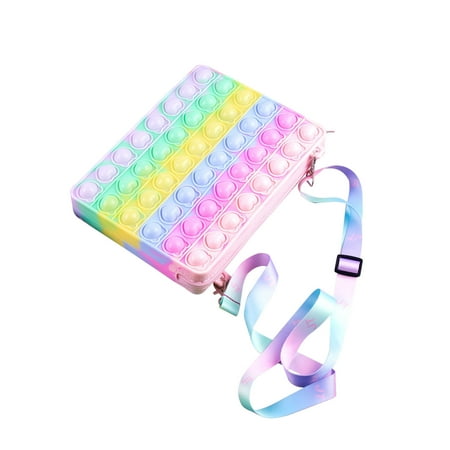 Flywake Pop Shoulder Bag Fidget Toys Rainbow Simple Pop Fidget Bag Toy ...