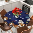 Cartoon Dogs Round Tablecloth 45-54 Inch Round Fitted Table Cloth with ...