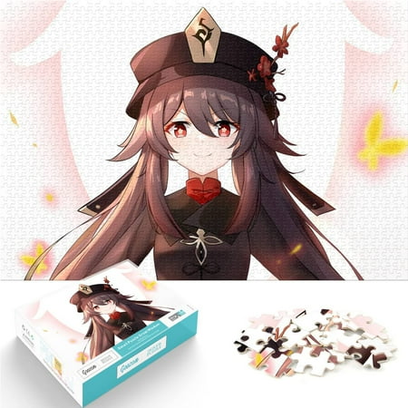 Genshin Impact Hu Tao 1000 Piece Circular Puzzle Brain Intelligence Challenge 26.5"x26.5" Great ...