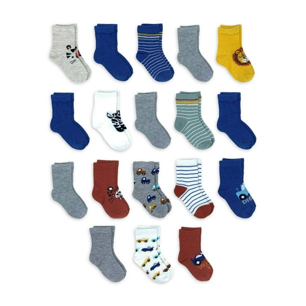 Wonder Nation Baby and Toddler Boys Crew Socks, 18-Pack, Sizes 0M-5T ...