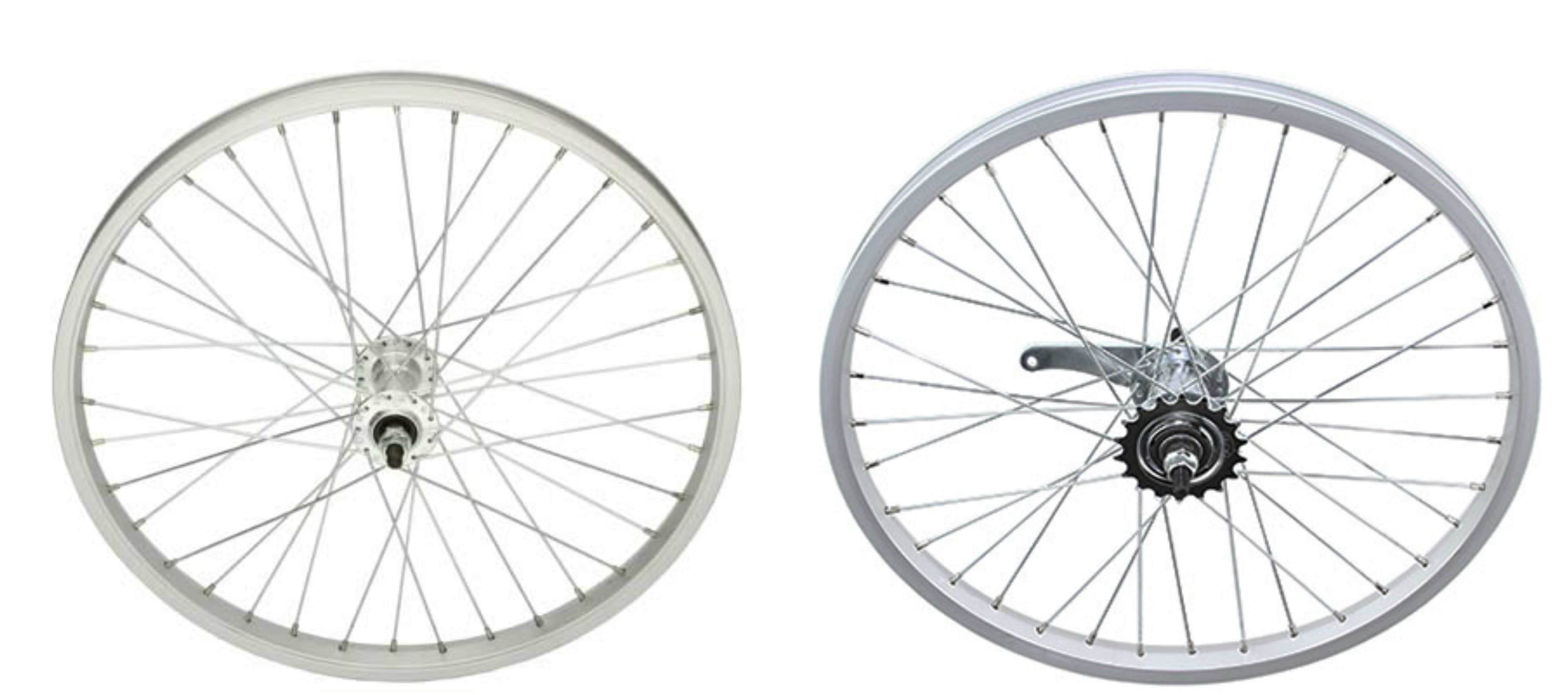 Alloy Silver 20" 36 Spoke Wheel Set. Front and Back Coaster Wheel ...