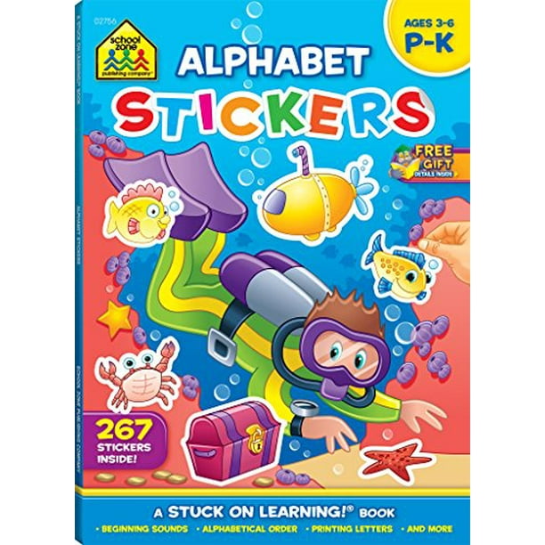 School Zone - Alphabet Stickers Workbook - 64 Pages, Ages 3 to 6 ...