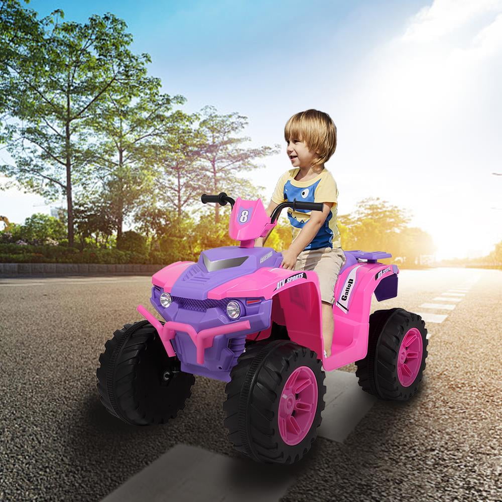 GoDecor Pink and Purple 12 V ATV Powered Ride-On with LED Headlights ...