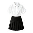 BRGZLK 2 Piece Outfit Uniform Girls Solid Color Turn-Down Collar Short ...