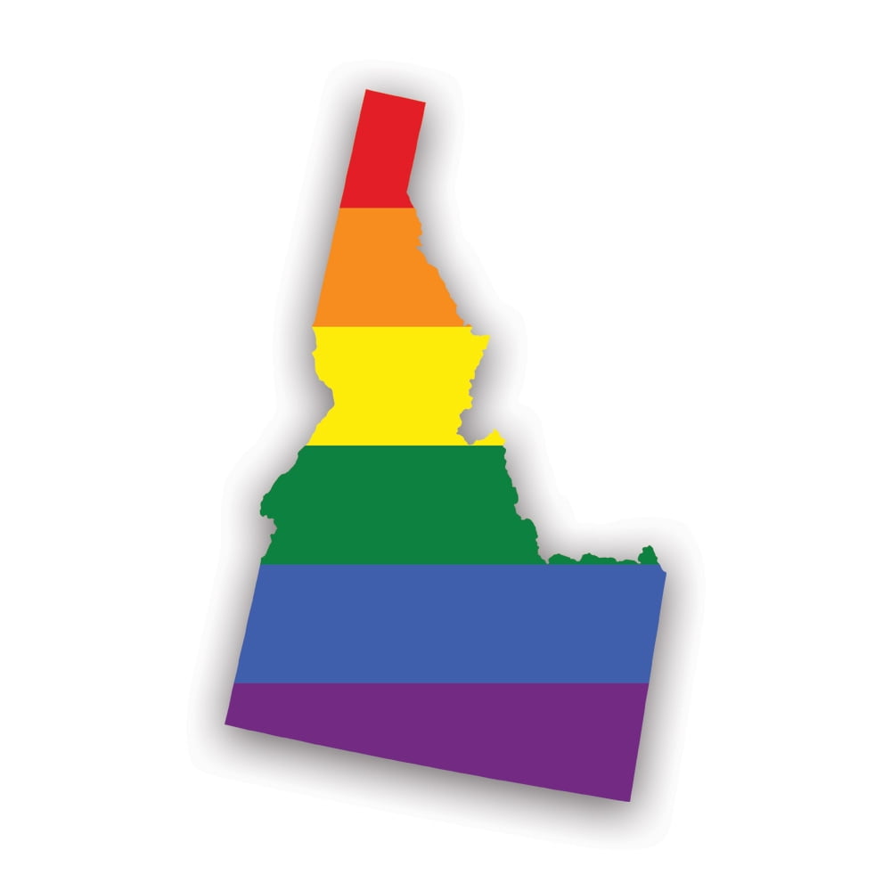 Idaho State Shaped Gay Pride Rainbow Flag Sticker Decal Self Adhesive
