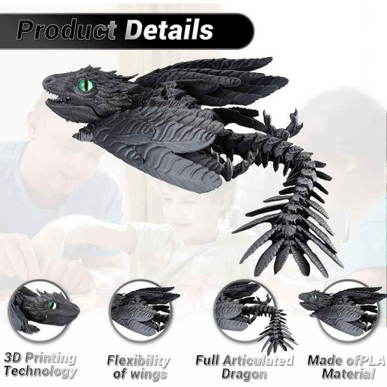 3d Printed Dragon, Flexible Joints Dragon Fidget Toy, 3d Printed Dragon