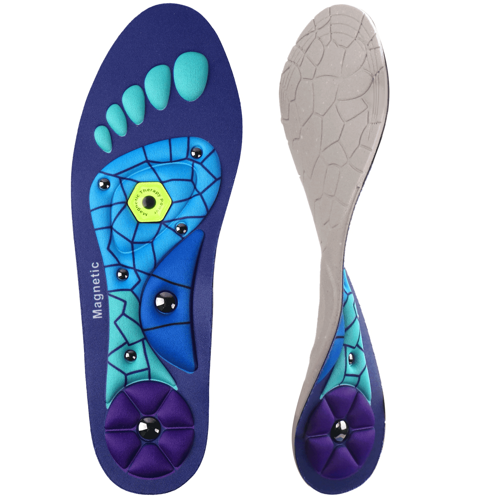 Okaka Magnetic Insoles Arch Support Inserts For Flat Feet  Orthotics Insole Massage For Men Woman Standing All Day l L(Men 10.5-11.5/Women 11.5-12.5)