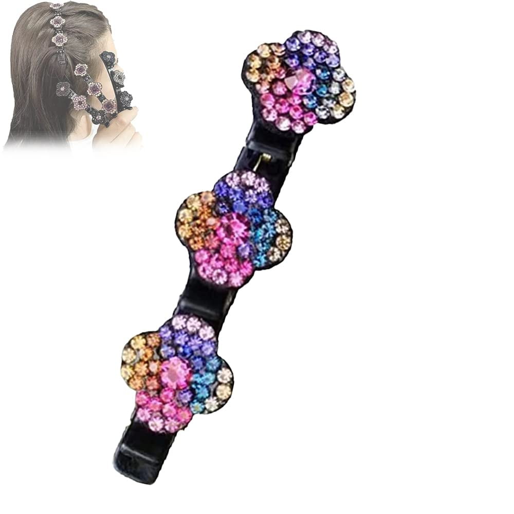 Sparkling Crystal Stone Braided Hair Clips, Satin Fabric Hair Bands ...