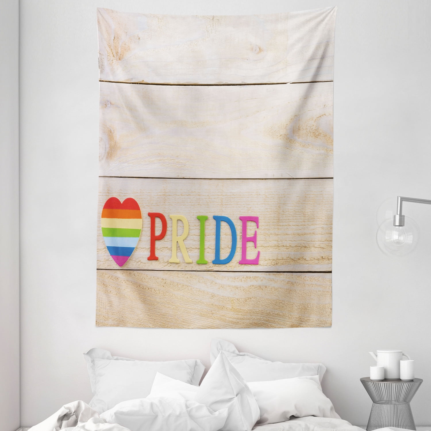 Pride Decorations Tapestry, Colorful Striped Heart Sign Love Gay Pride ...