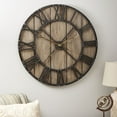 Oversized Rustic Wall Clock, Battery Operated, Roman Numerals, Brown Wood/Black Metal - Walmart.com