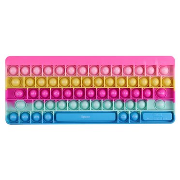 Keyboard Pop Fidget Block Toy Rainbow Solid Color Mouse Bubble Popper ...