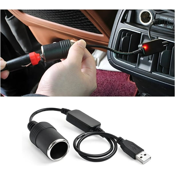 Car Cigarette Lighter, USB A Male to 12V Car Cigarette Lighter Socket Female Converter Cable ...