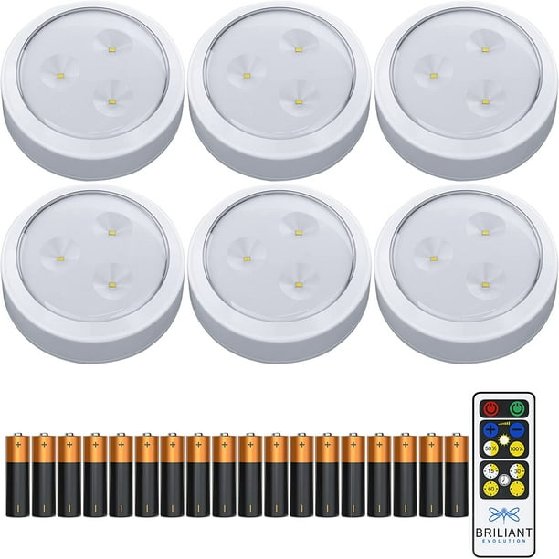 Brilliant Evolution Wireless LED Puck Light 6 Pack With Remote Control ...
