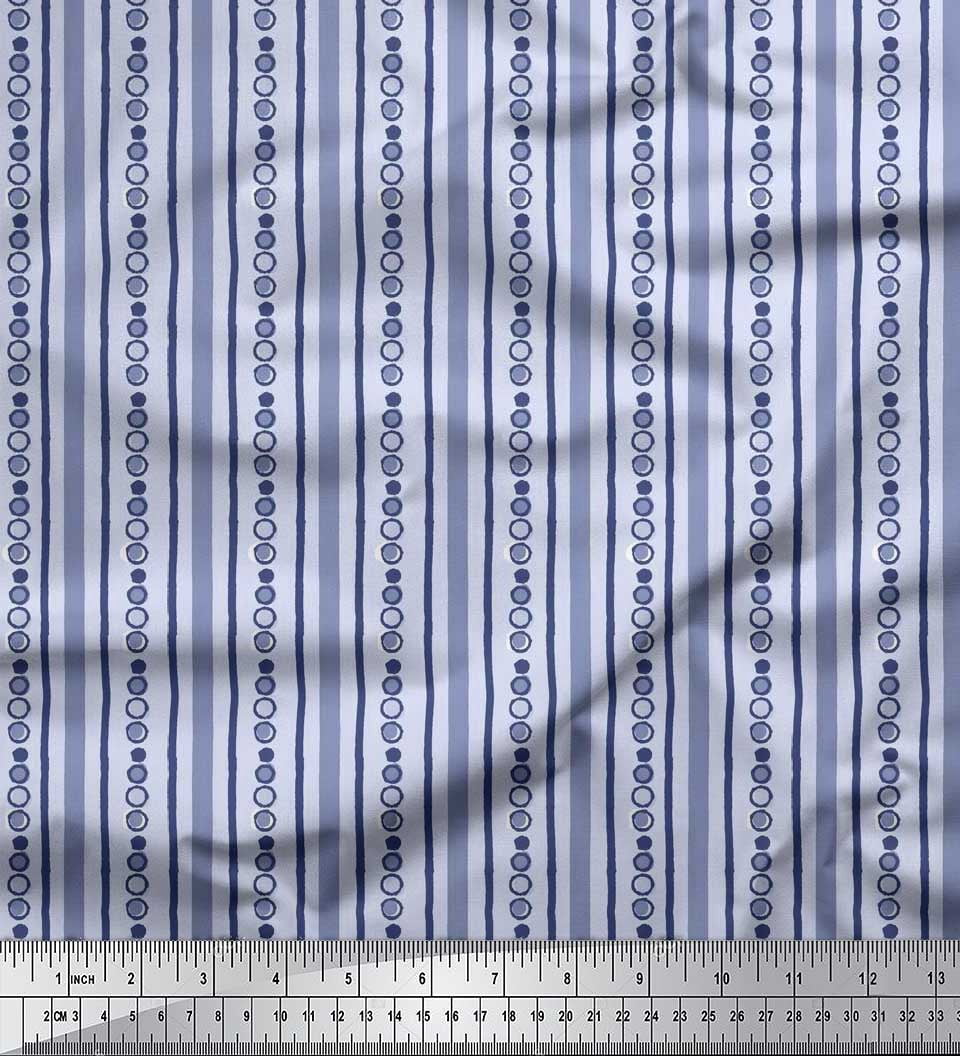 Soimoi Silk Fabric Dot & Stripe Block Print Fabric by The Yard 42 Inch ...