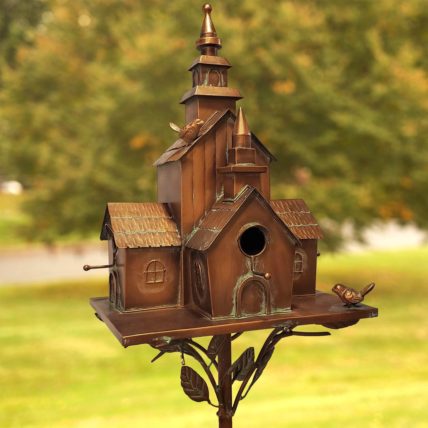 Zaer Ltd. Extra Large Copper-Colored Multi-Birdhouse Stakes, Room for 6 ...