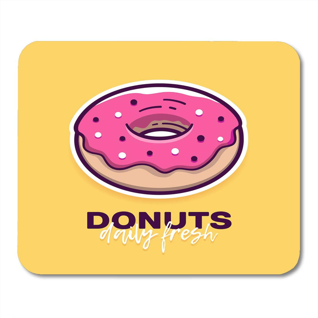 SIDONKU Colorful Donut with Pink Icing in Modern Flat Outline Style and ...