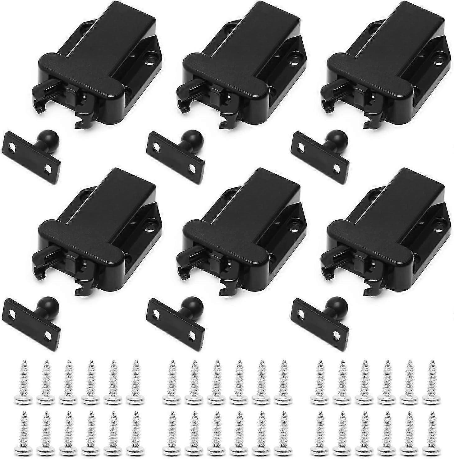 6 Pcs Black Push to Open Catch Lock, Touch Release Door Catches ...