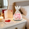 Pink Preserved Rose In Glass Dome With Angel Figurine Anniversary Gift ...