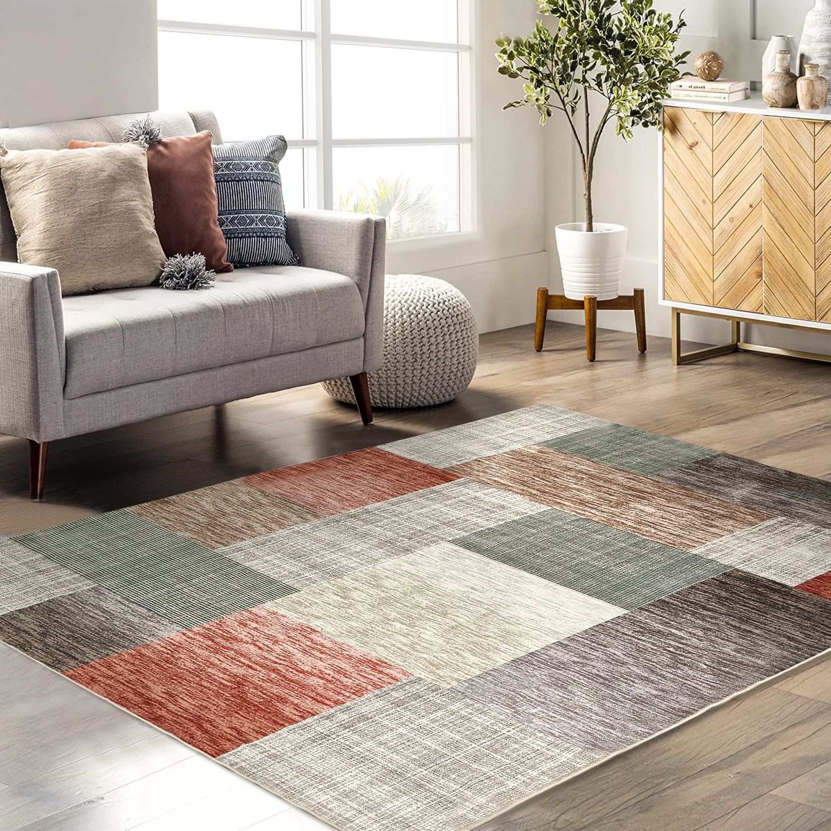 Haperlare Washable Area Rug for Living Room Contemporary Tile Trellis ...