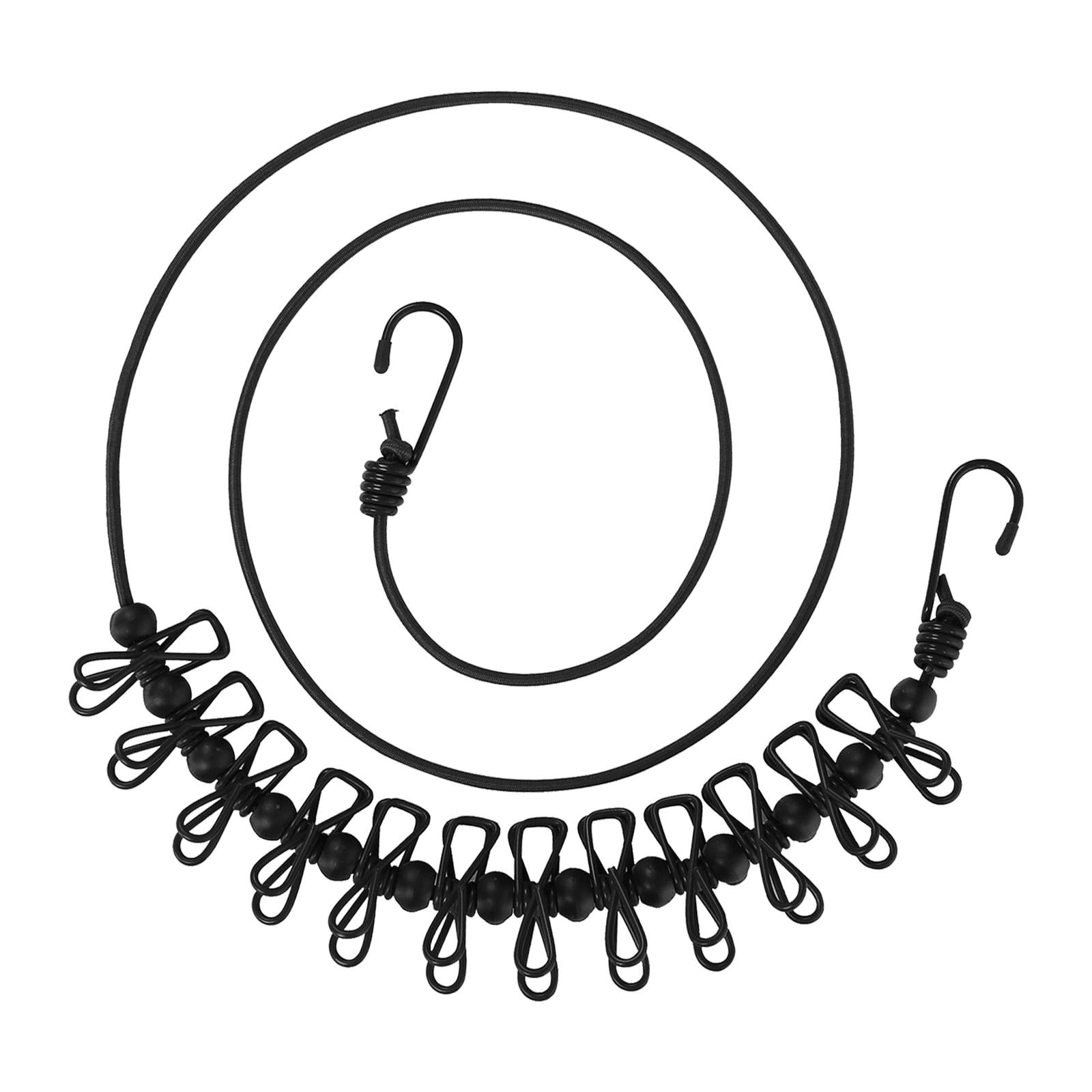 Portable Clothesline with 12 Clothespins, Windproof Travel Clothesline ...